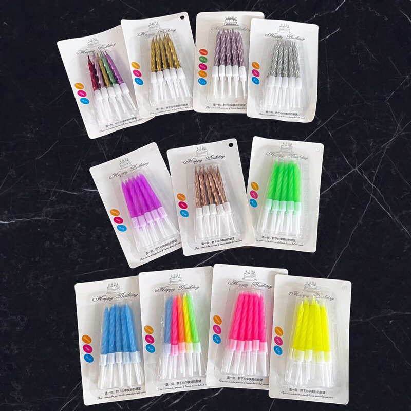 Jual Lilin Ulir Ulang Tahun Metallic Neon Kecil - Colorful Birthday ...