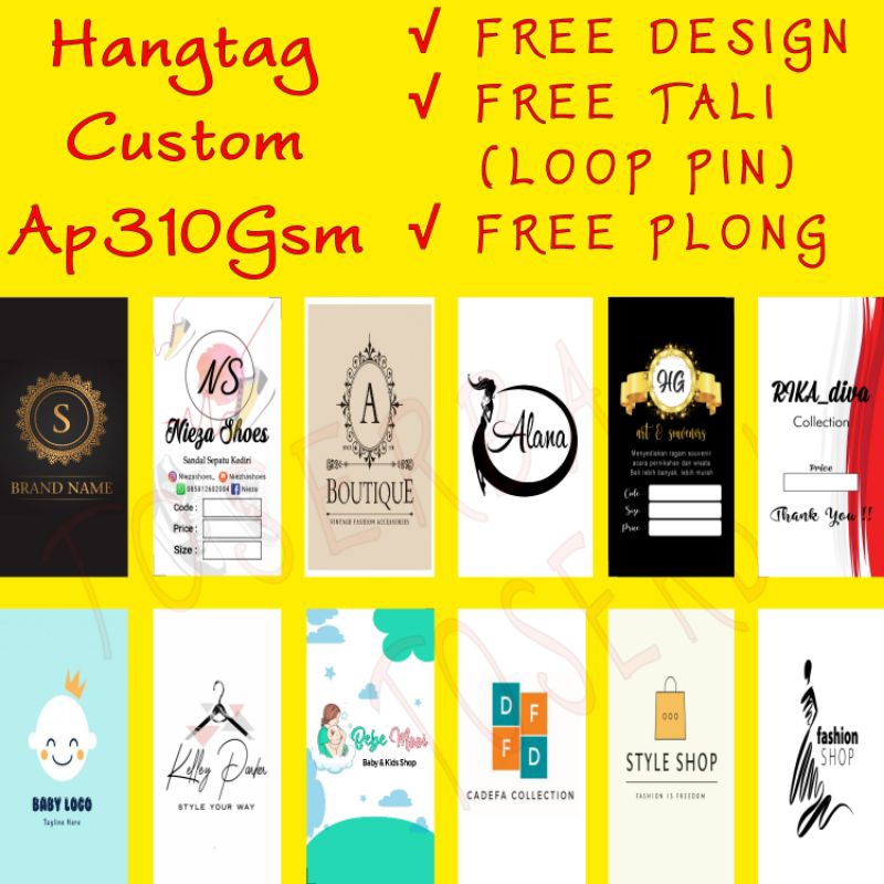 Jual Hang Tag Baju (FREE TEMPLATE DESIGN) - Label Baju 3x6 - Cetak ...