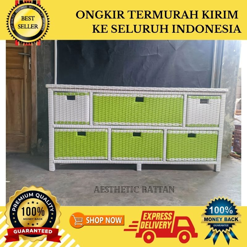 Jual (Ready Stok) Lemari Laci Rotan Rattan Sintetis Rak 6 Jasmine ...