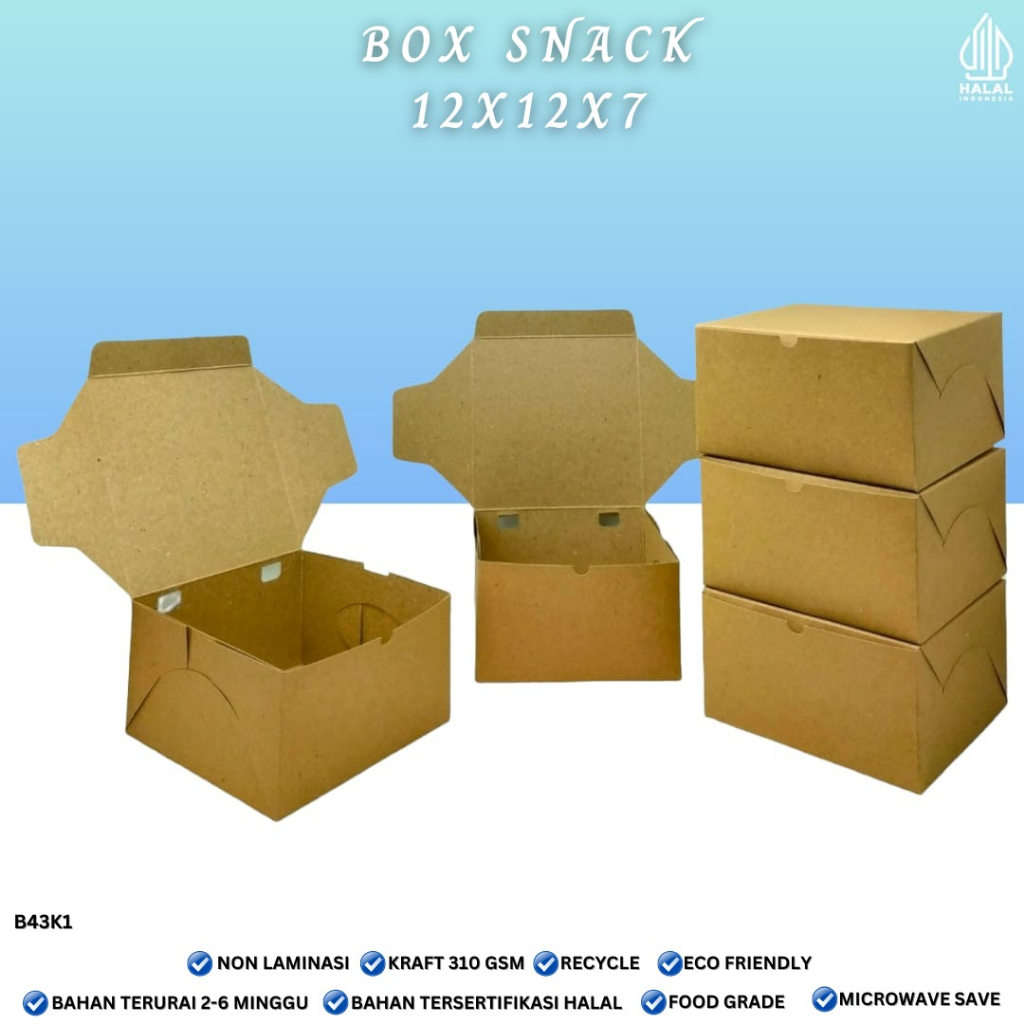 Jual Box Snack 12X12 Snack Box Dus Non Laminasi (B43.K1) | Shopee Indonesia