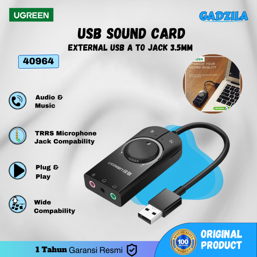 Jual UGREEN USB External Soundcard Stereo Audio Sound Kabel Adapter ...