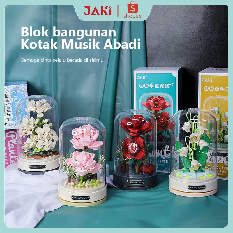 Jual JAKI (Hadiah Terbaik) Mainan Kotak Musik Blok Bangunan Bata Bunga ...