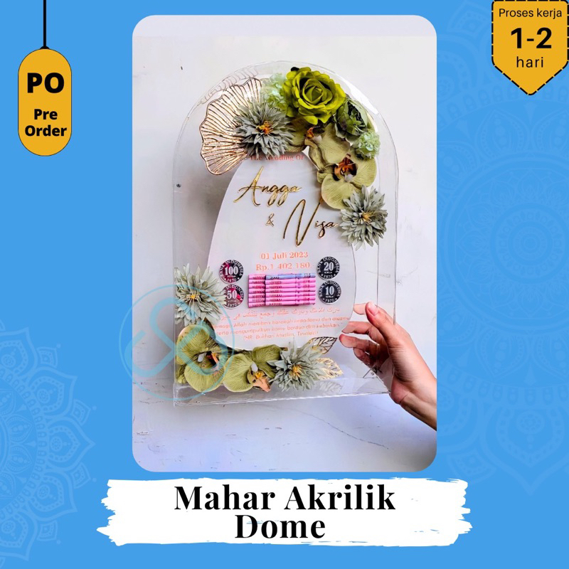 Jual (SET MAHAR JADI) MAHAR BOTANIQUE bentuk domekotak mahar/kotak ...