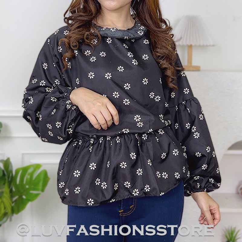 Jual IL - BYTHA FLORAL BLOUSE / ATASAN WANITA MOTIF BUNGA PINGGANG KERUT KOREAN STYLE | Shopee ...