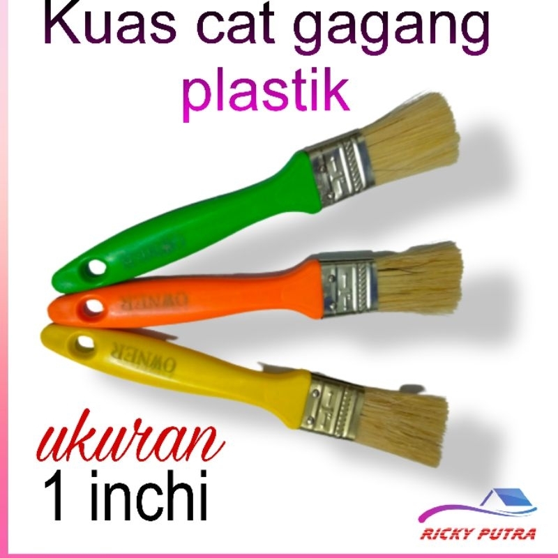 Jual kuas cat ukuran 1 inci gagang plastik bulu halus tebal COD ...