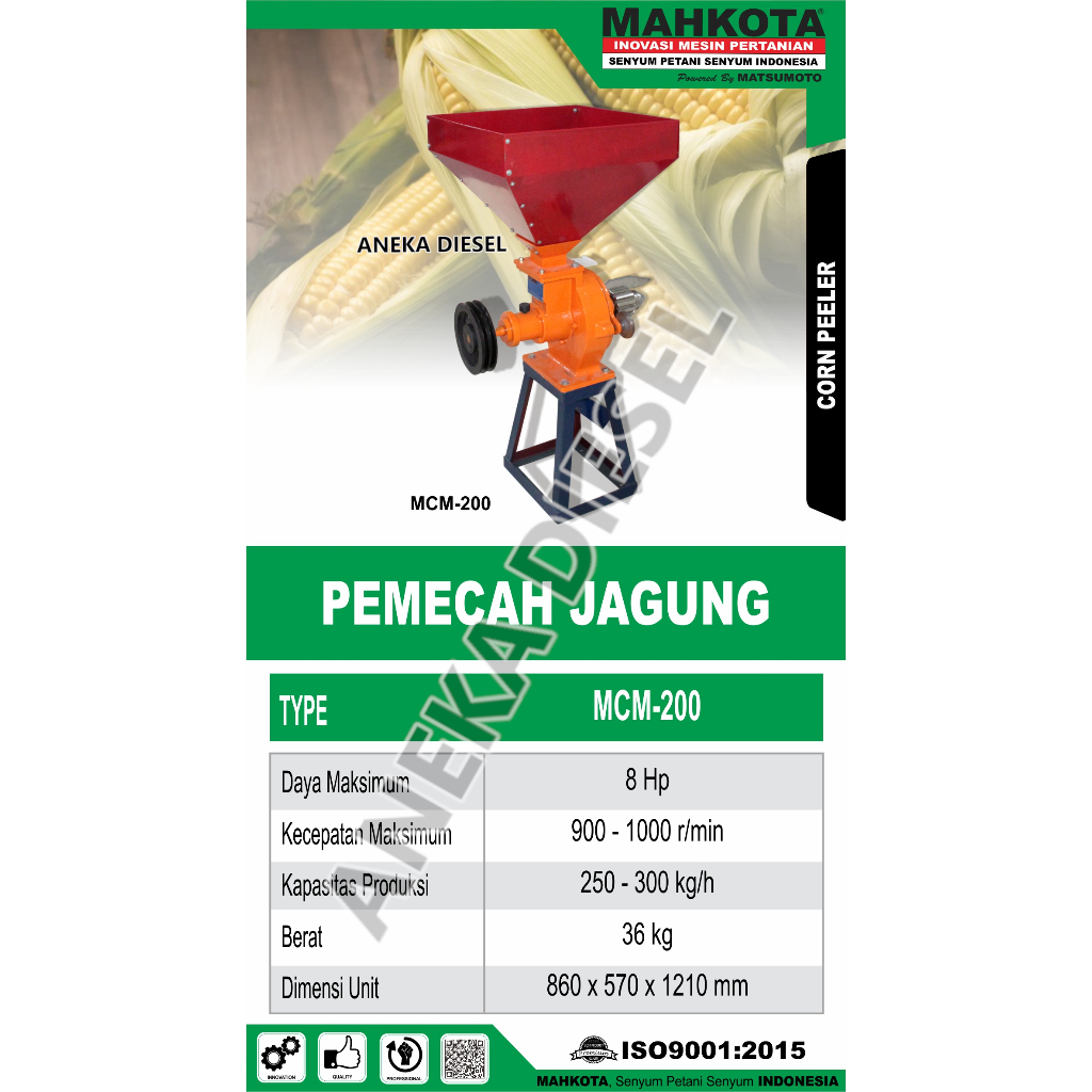 Jual Mesin Giling Jagung MCM 200 MAHKOTA Mesin Pemecah Jagung Mesin ...