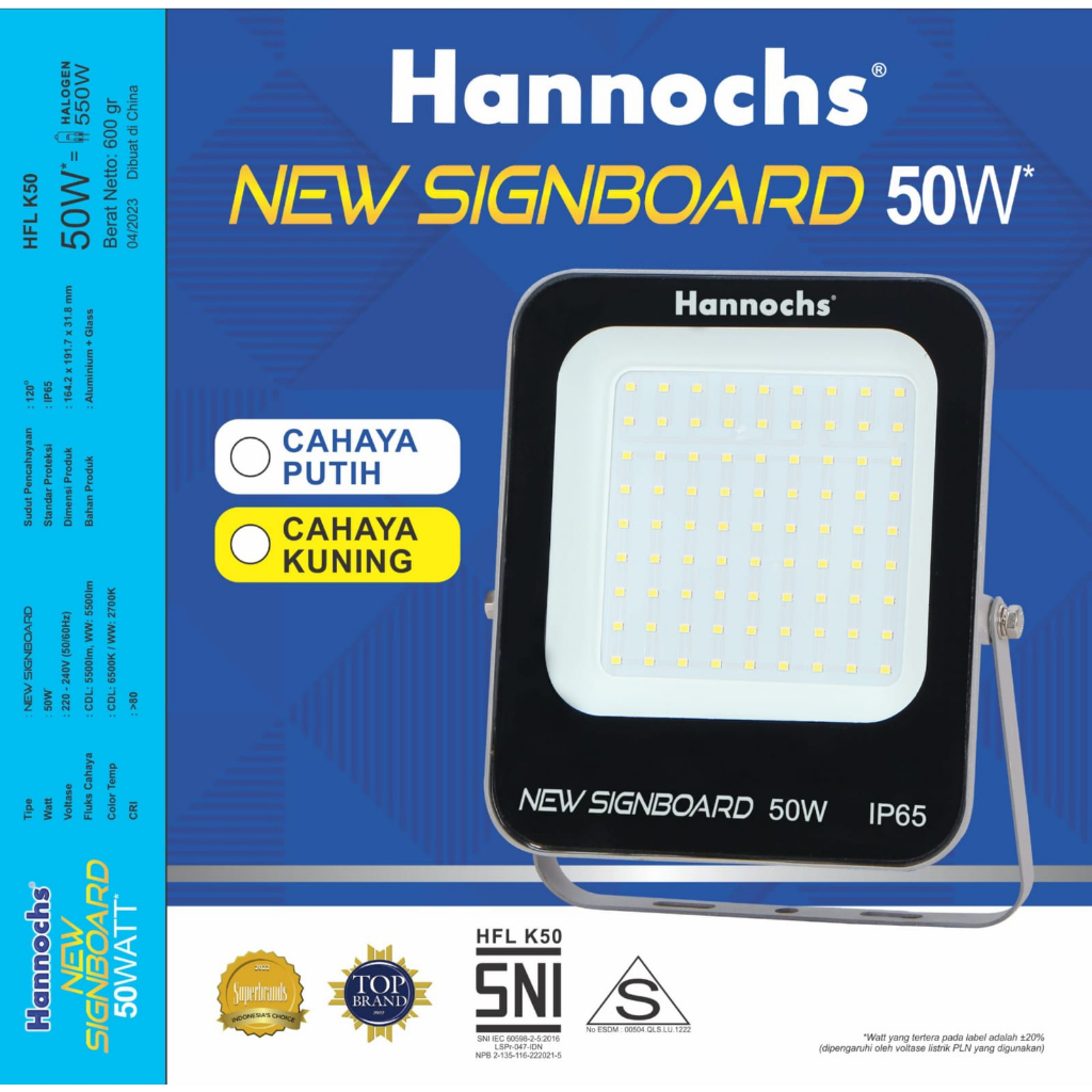 Jual Lampu Sorot Hannochs 50W HVF IP65 / LED Sorot Hannoch New ...