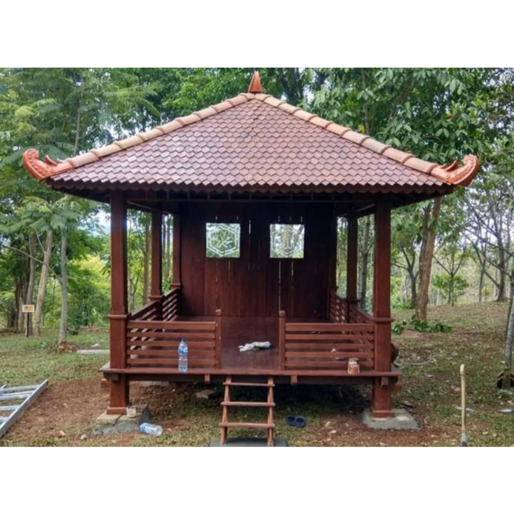 Jual Gazebo Model Mushola Ukuran 3x6 Meter Atap Sirap Kayu Ulin Desian ...