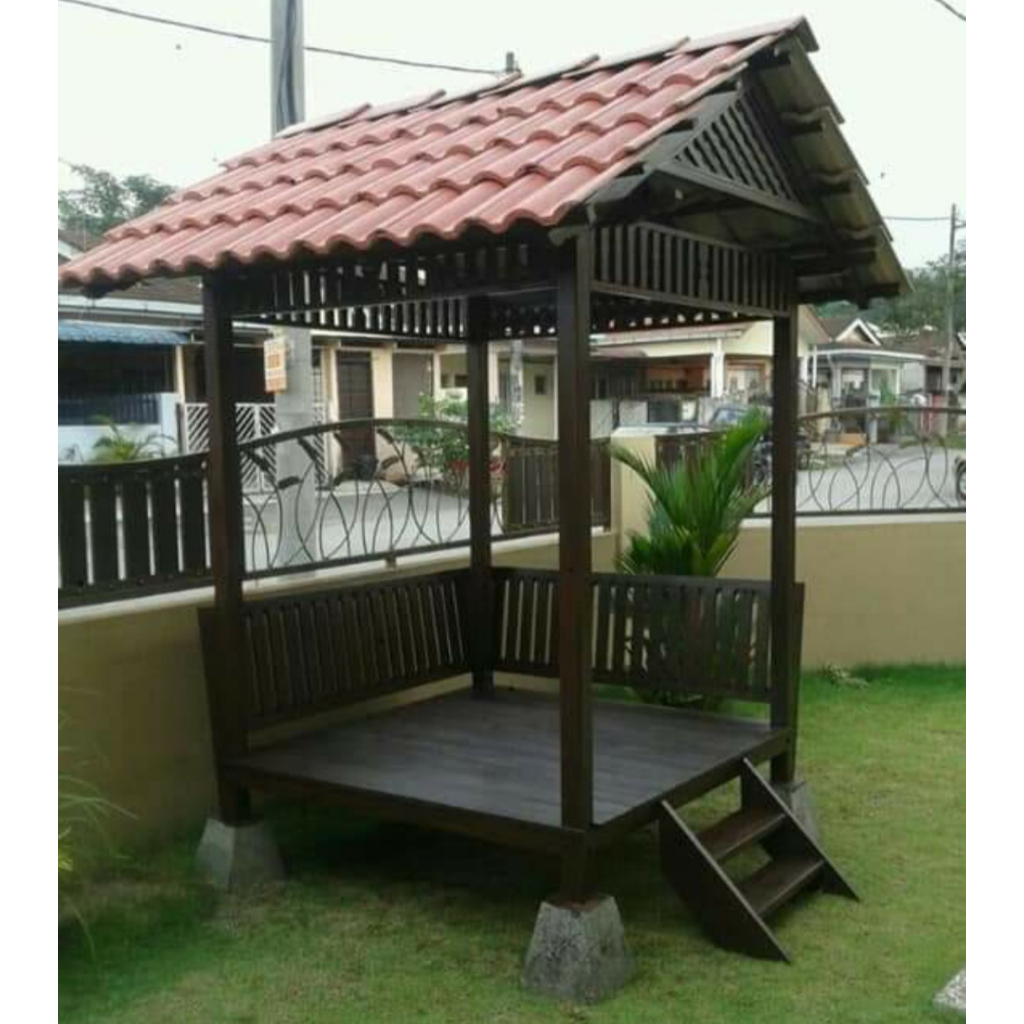 Jual Gazebo Kayu Jati Ukuran 2x2 Meter Atap Genteng Model Terbaru ...