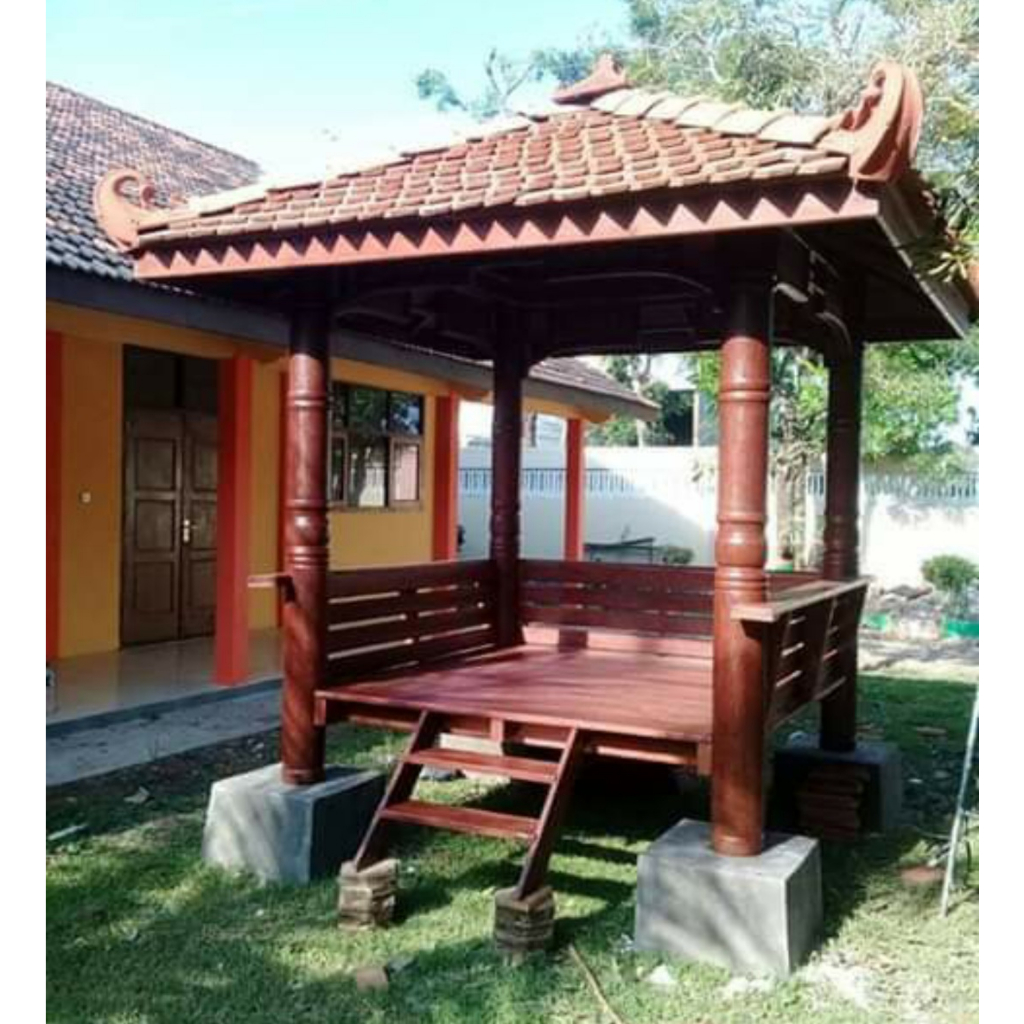 Jual Gazebo Taman Atap Genteng Tiang Motif Ukuran 2,5x2,5 Meter ...