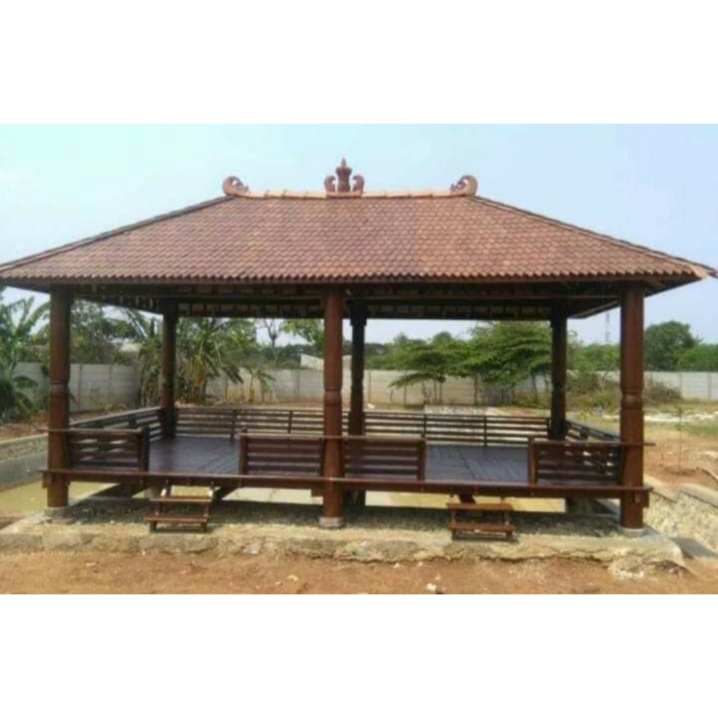 Jual Gazebo Ukuran 6x3 Meter Atap Sirap Kayu Kelapa Full Sandaran ...