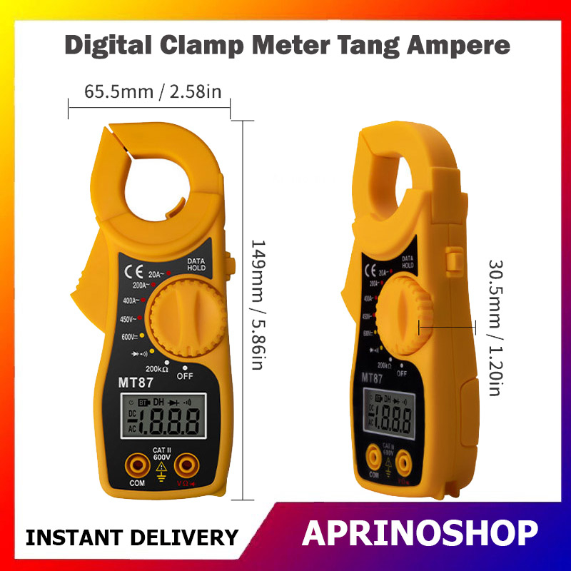 Jual Digital Clamp Meter Tang Ampere Multimeter MT87 Kabel Tester AC DC ...