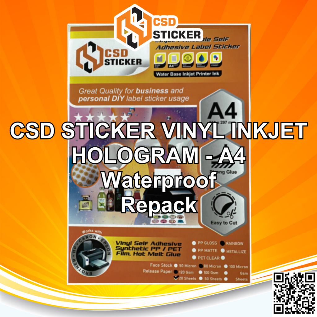 Jual CSD Sticker Vinyl Inkjet Hologram A4 Stiker Label Rainbow - Ecer ...