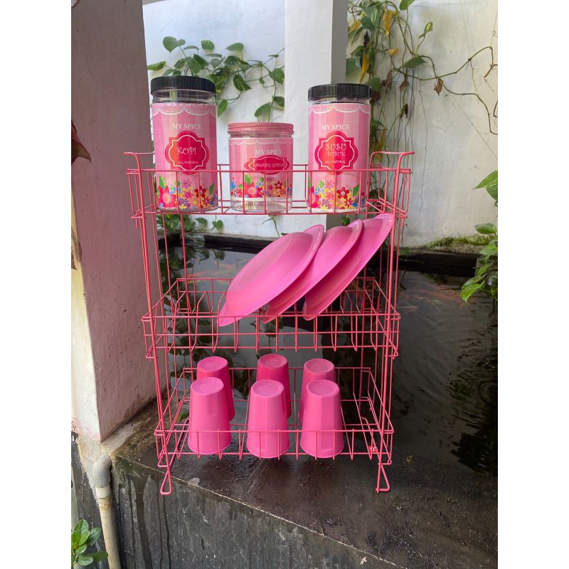 Jual PROMO Rak piring pink/rak piring warna pink/rak piring unik/rak ...