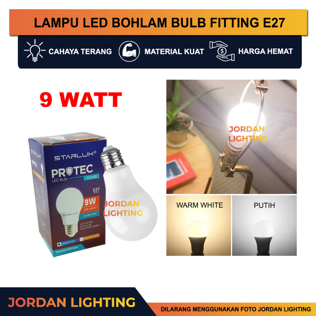 Jual Lampu Bohlam LED 9 Watt Putih Daylight 9W | Shopee Indonesia