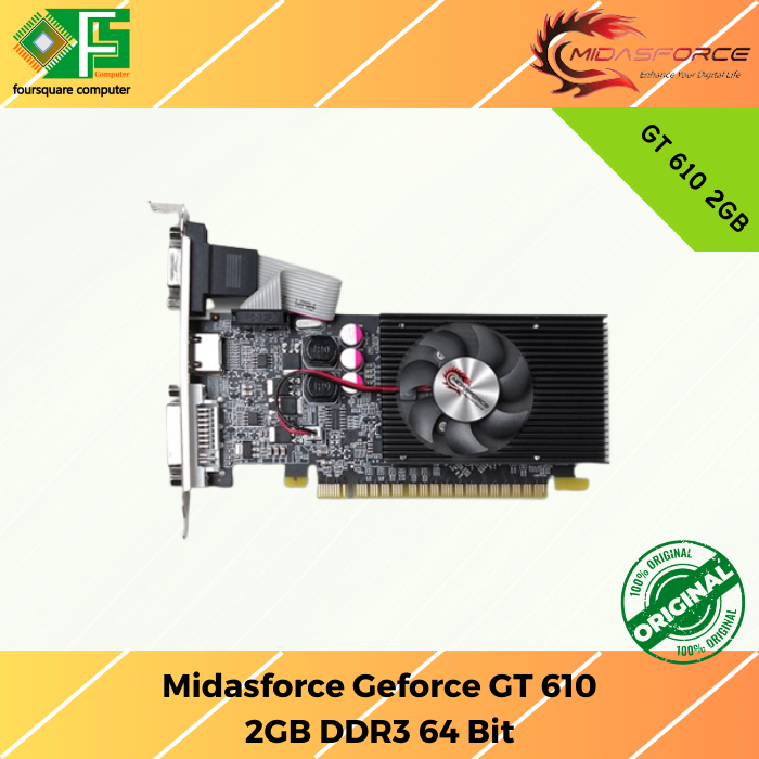 Jual VGA Midasforce nVidia Geforce GT 610 2GB DDR3 64BIT | Shopee Indonesia