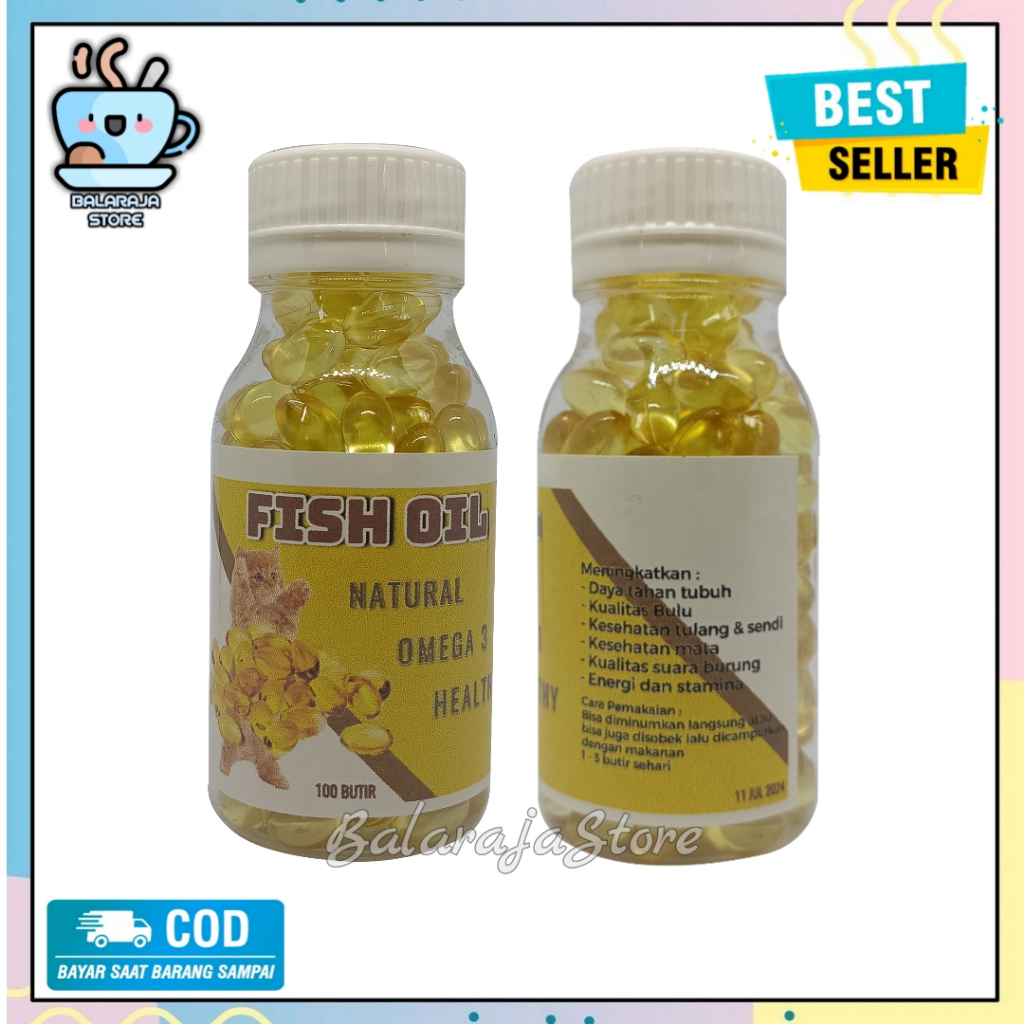 Jual Minyak Ikan 100 Butir Vitamin Kucing Anjing Burung Ayam Hamster ...