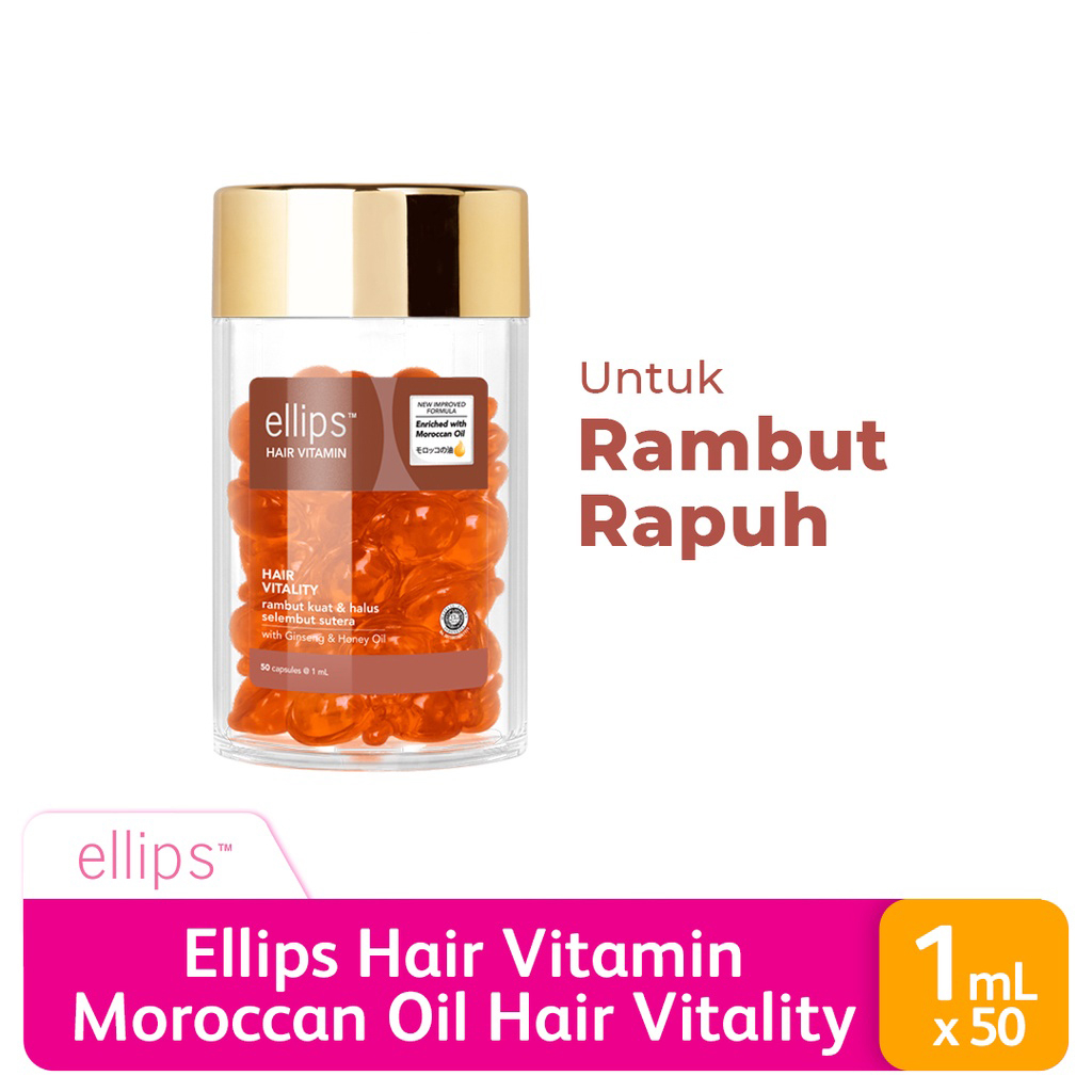 Jual Ellips Hair Vitamin (dengan Moroccan Oil) Kemasan Botol 50 kapsul ...