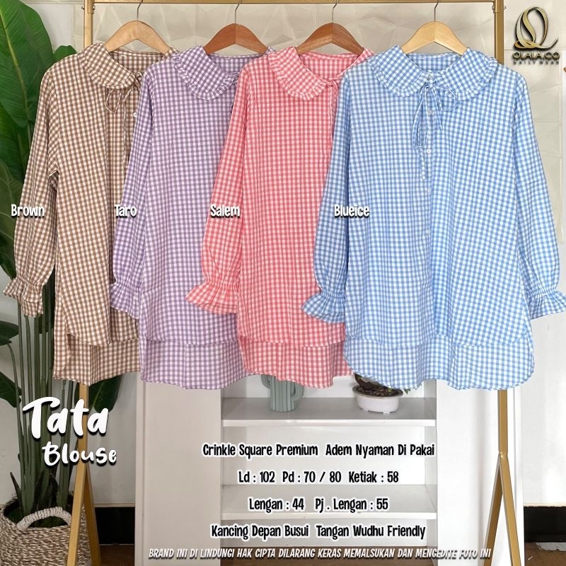 Jual TATA BLOUSE ORI BY OLALA BLOUSE KOTAK-KOTAK | Shopee Indonesia