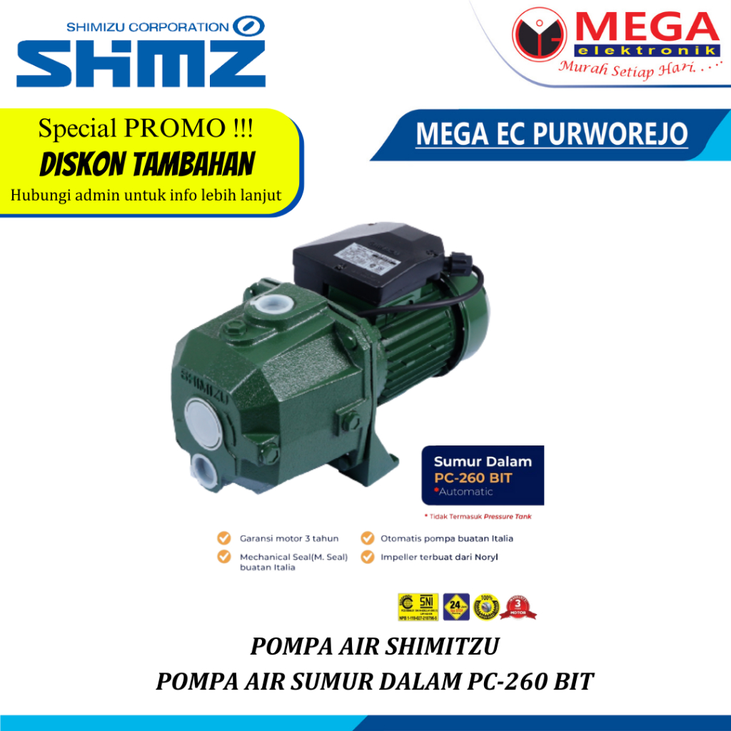 Jual POMPA AIR SHIMIZU PC-260 BIT JET PUMP POMPA AIR SUMUR DALAM | Shopee Indonesia