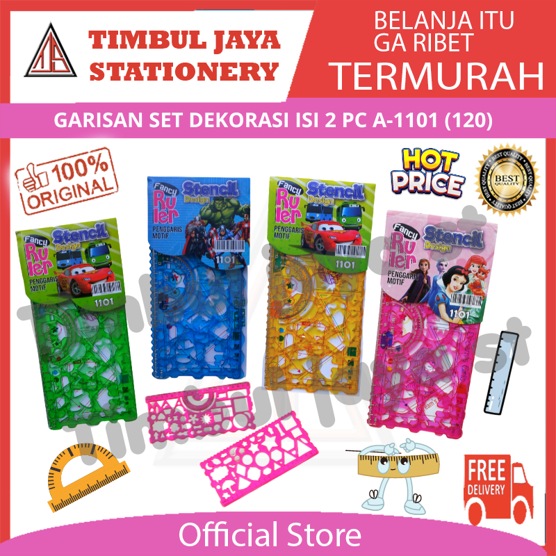 Jual Garisan set dekorasi geometric penggaris pola lengkap karakter ...