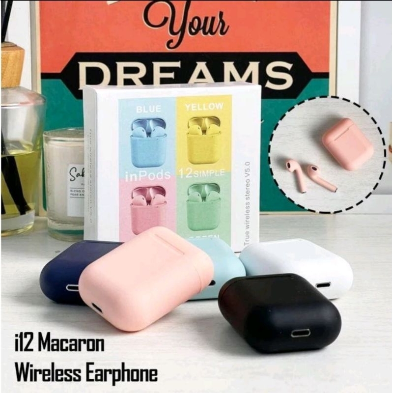 Jual Headset Bluetooth Macaron Inpods 12 TWS V5.0 | Shopee Indonesia