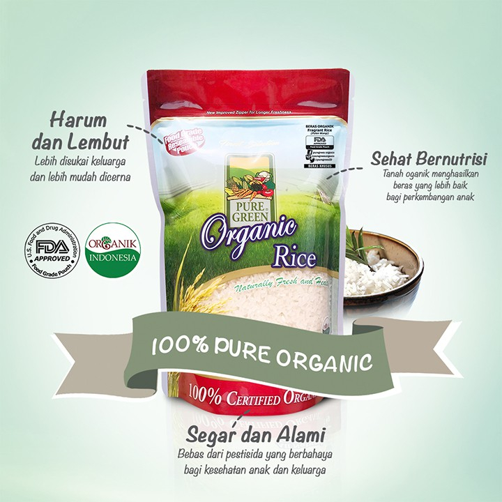 Jual Puregreen Organic Pulen Wangi 1 kg / Beras putih organic/ Organic ...