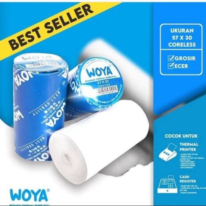 Jual 1 slop / 10 pcs Kertas Printer Bluetooth Paper Roll Struk WOYA ...