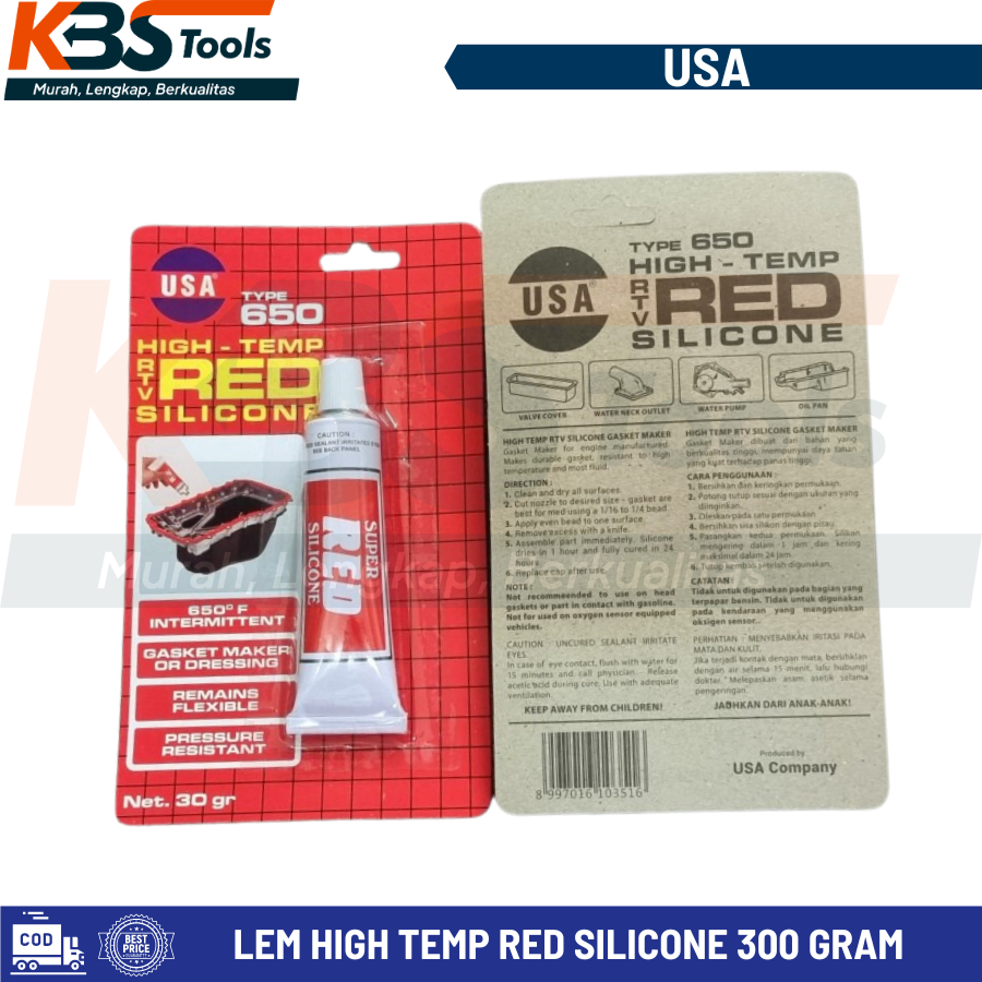 Jual Lem High Temp Red Silicone USA 650 Sealant Paking Gasket Merah ...