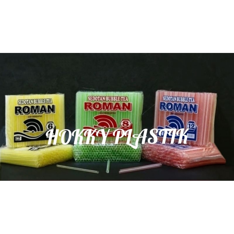 Jual Sedotan BUBBLE TEA ROMAN warna 6mm, 8mm, 12mm (isi 200 gr ...
