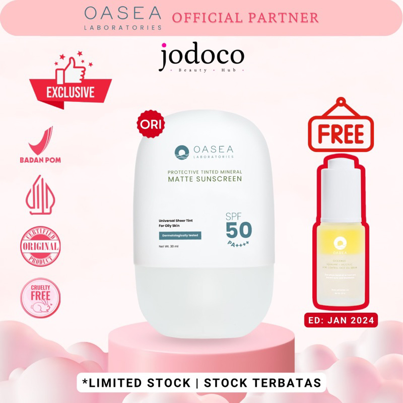 Jual Oasea Protective Tinted Mineral Matte Sunscreen SPF50 PA++++ 30ml ...