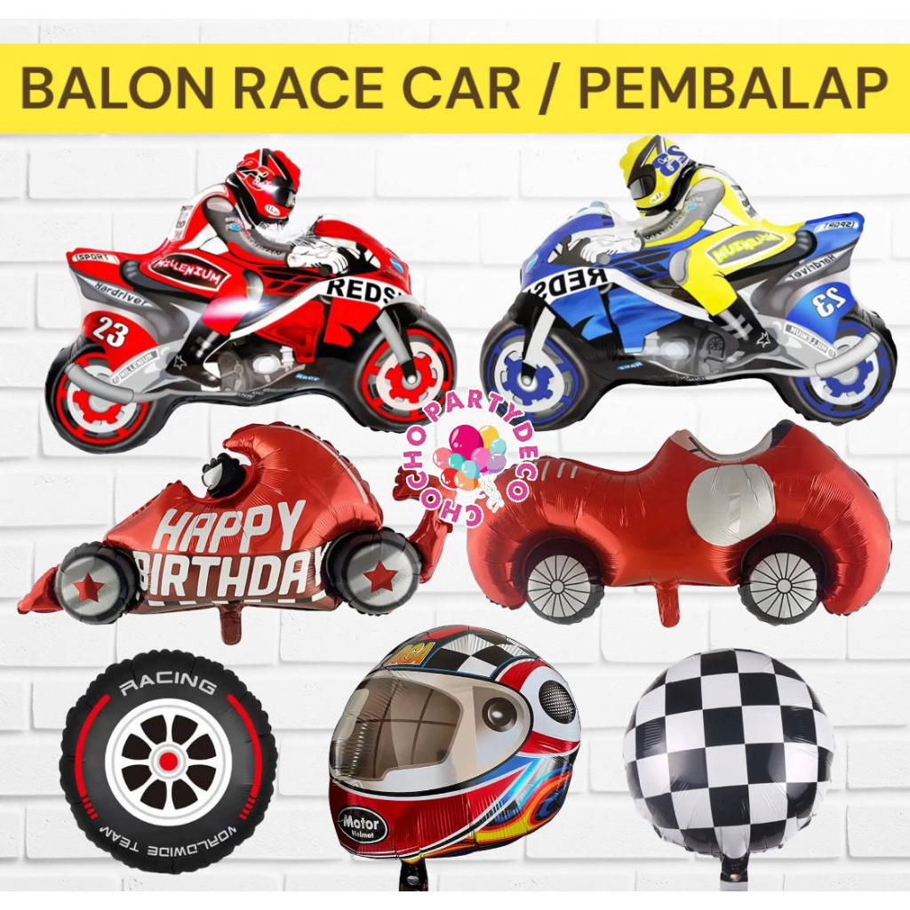 Jual Balon MOBIL BALAP / Balon Foil RACE CAR Pembalap Hotwheels Ban ...