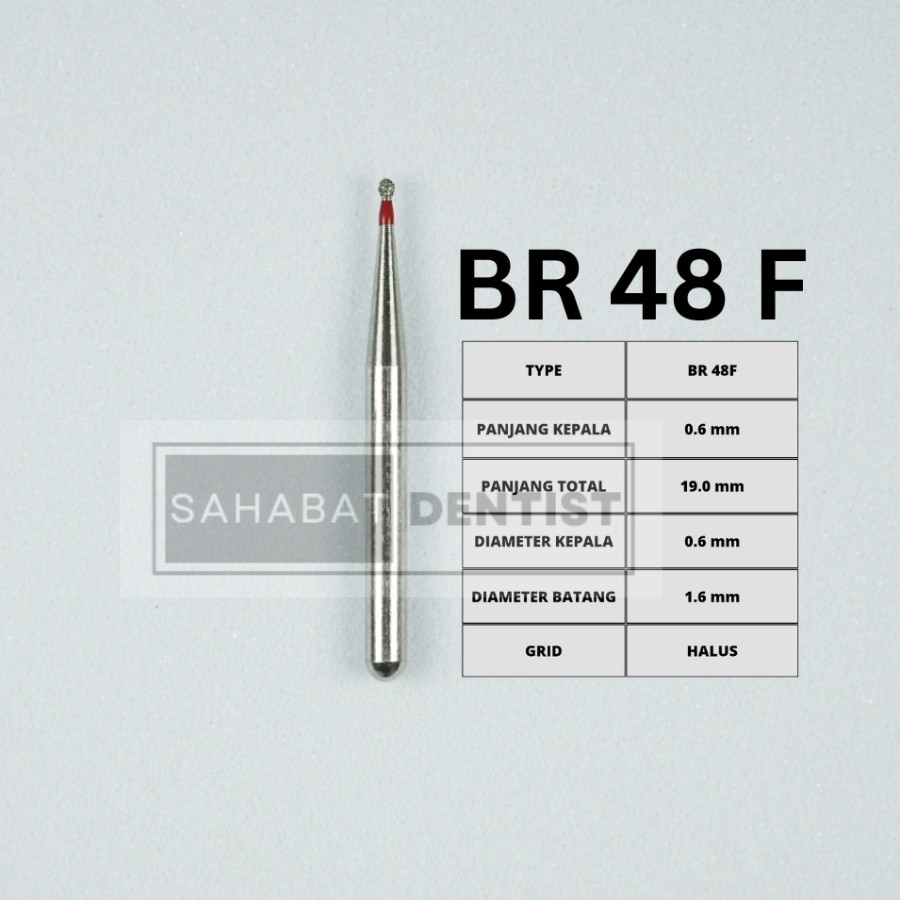 Jual dental burs mata bor gigi diamond ball round BR48F halus polish | Shopee Indonesia