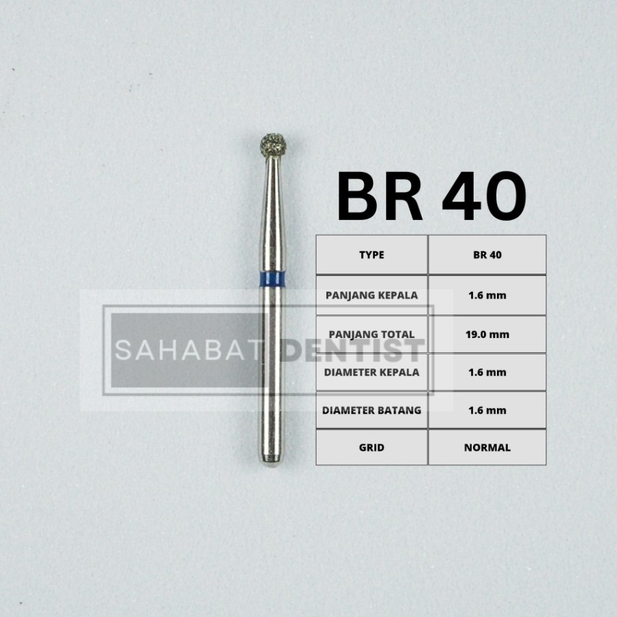 Jual dental burs mata bor gigi diamond ball round BR40 normal | Shopee ...