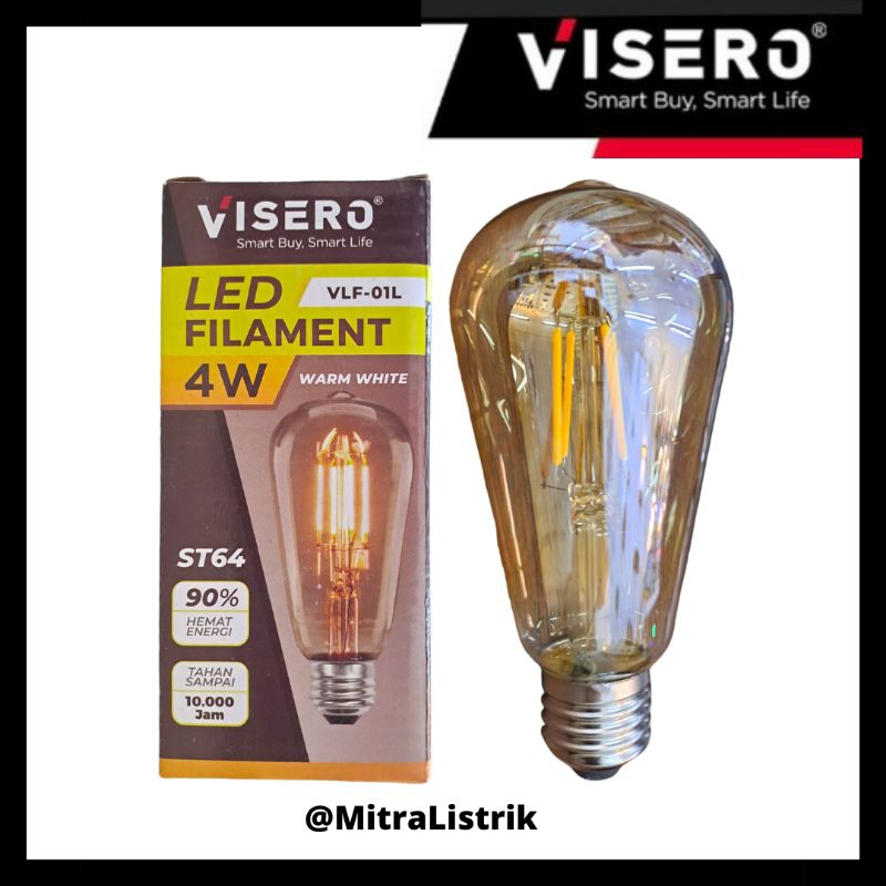 Jual LAMPU LED FILAMENT ST64 4W 2700K WARM WHITE - VISERO VLF-01L ...