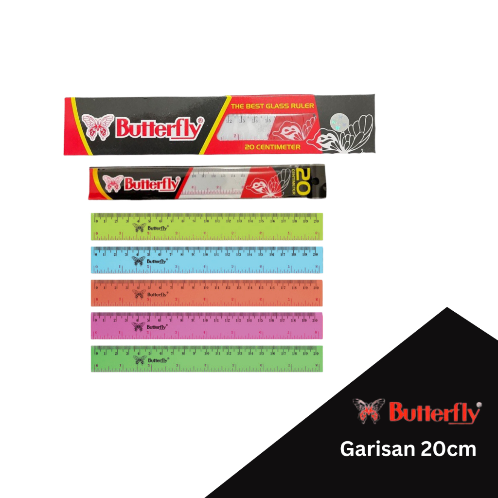 Jual GARISAN 20CM BUTTERFLY WARNA/PENGGARIS BUTTERFLY 20CM | Shopee ...