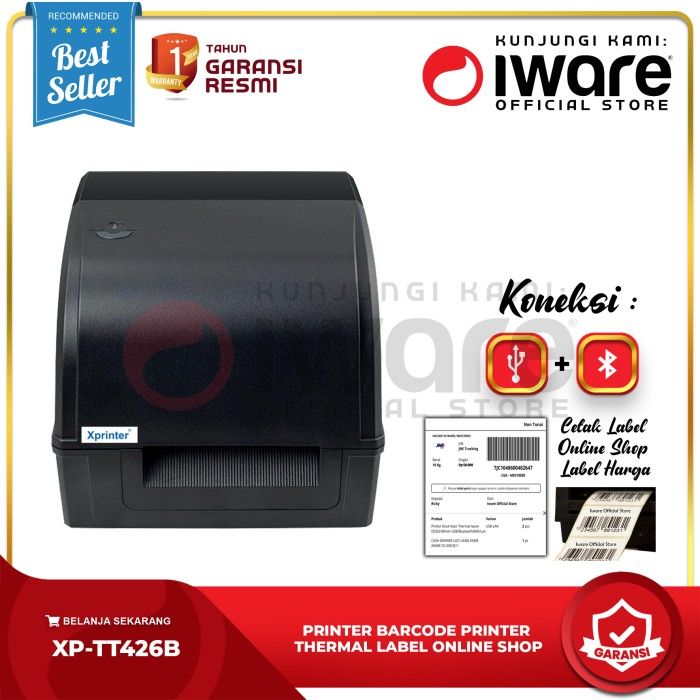 Jual Iware Printer Label Thermal Transfer & Direct Xprinter XP-TT426B bisa cetak Label Harga dan ...