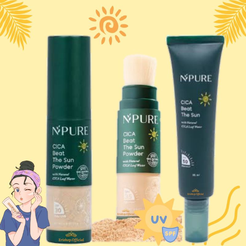 Jual N'PURE Cica Beat The Sun SPF 50 PA ++++ npure sunscreen / beat ...