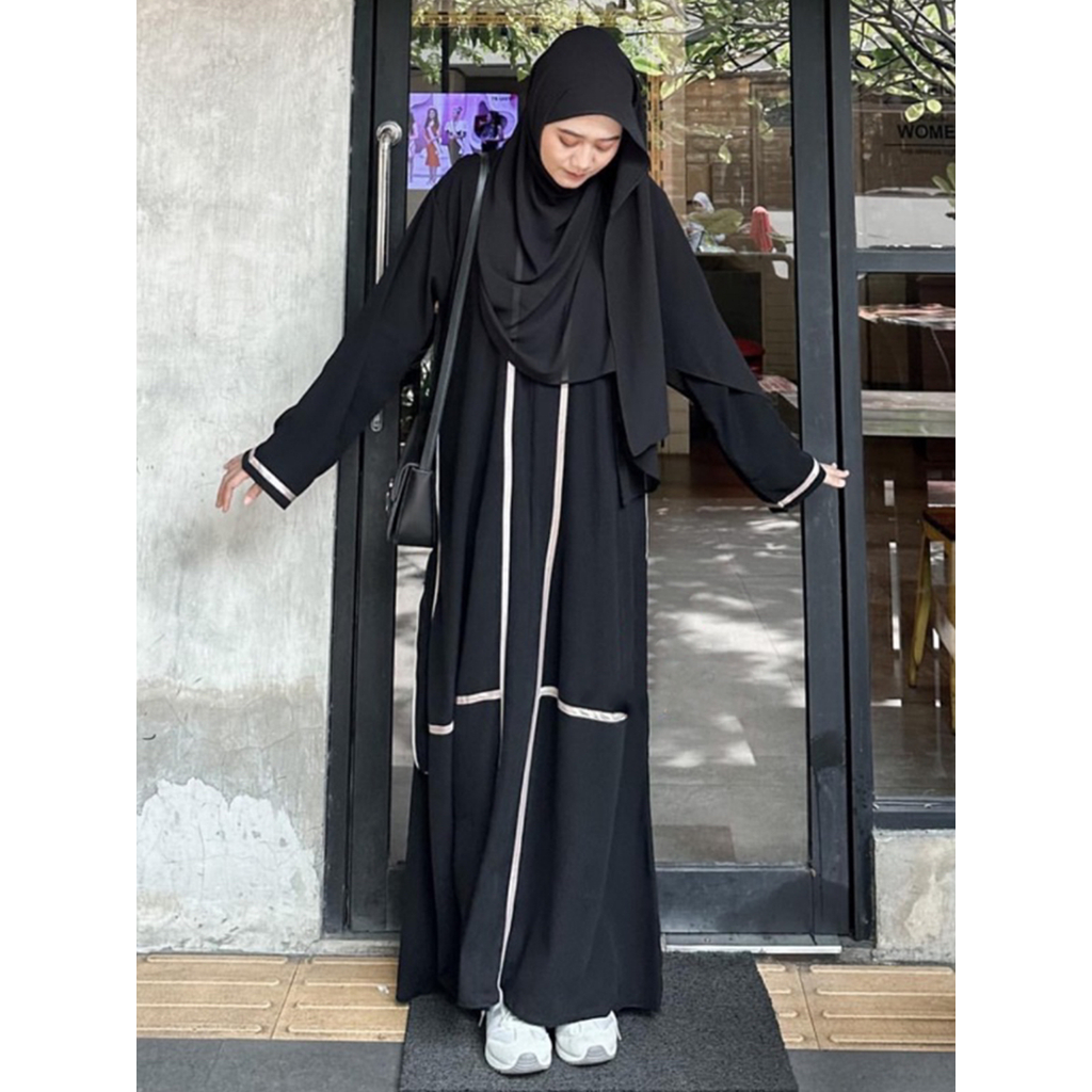 Jual Abaya Hitam Garis Putih Syar'i Muslim Arab Modis Remaja Kekinian Terbaru JMR-HK | Shopee ...