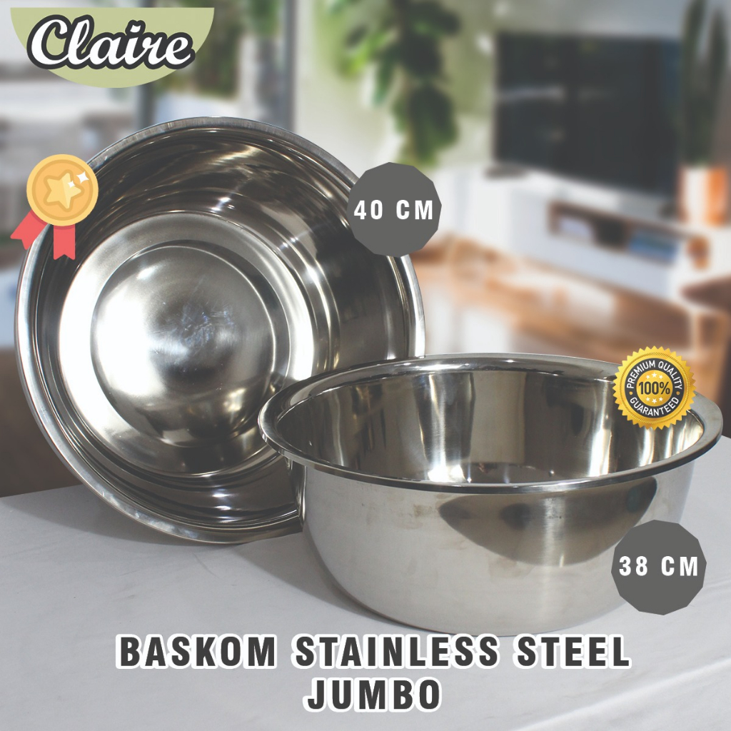 Jual Claire Baskom JUMBO Stainless Steel Tebal / Baskom Stainless Steel ...