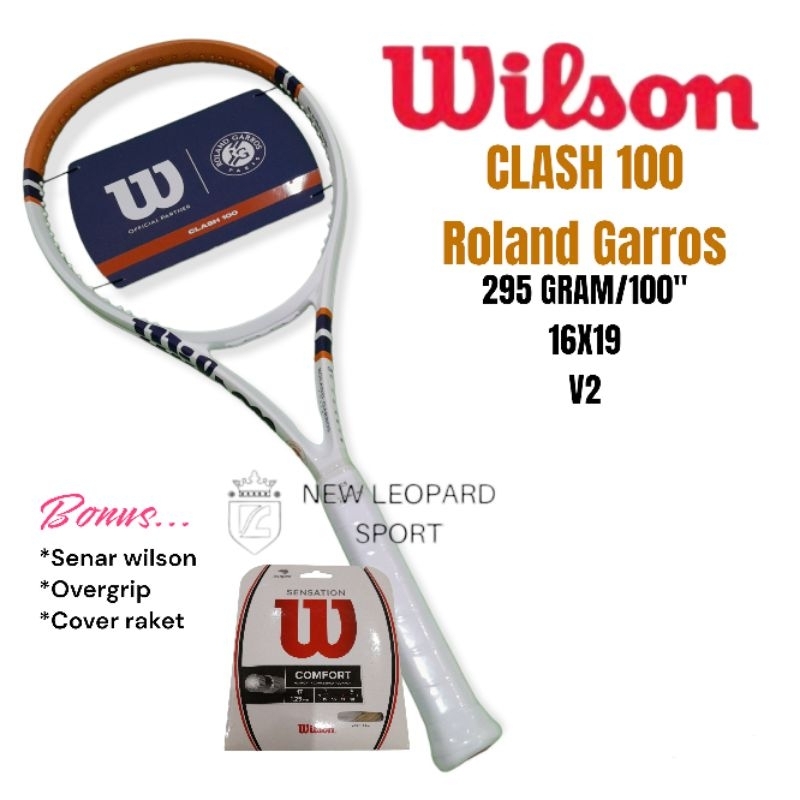 Jual Raket tenis wilson clash 100 v2 Roland Garros 2023 berat 295 gram ...