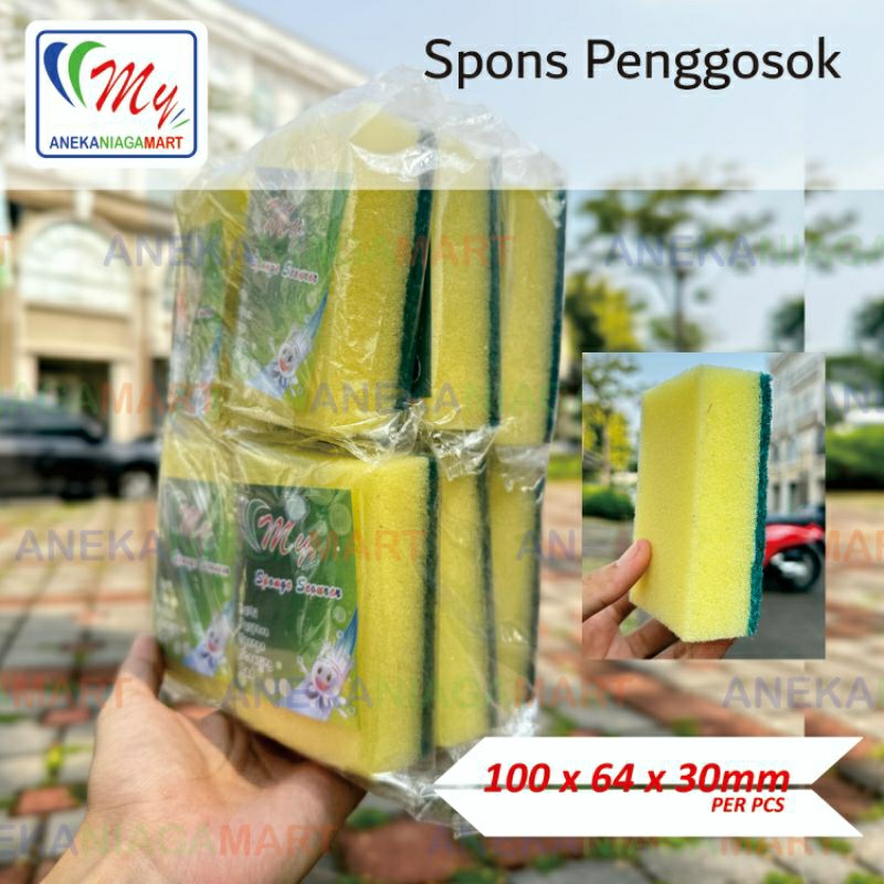 Jual Spons Cuci Piring Sabut Kuning Hijau Busa Kotak 2 Sisi Spon Sponge ...