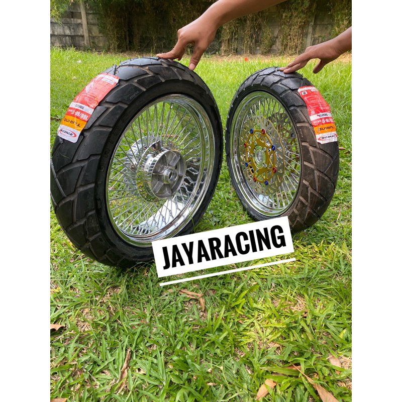 Jual sepaket velg custom double disc tapak lebar chrome 17 550 300 ...