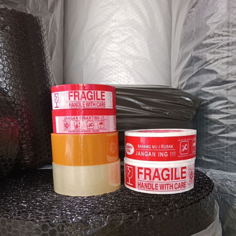 Jual [X16] Lakban OPP Bening Coklat Fragile Video Unboxing Plakban ...