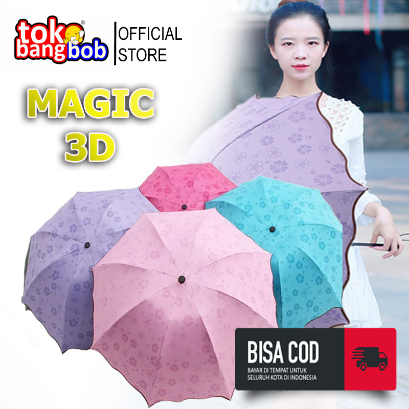 Jual Payung Lipat 3D Magic Umbrella 3 Dimensi Motif Muncul Jika Basah ...