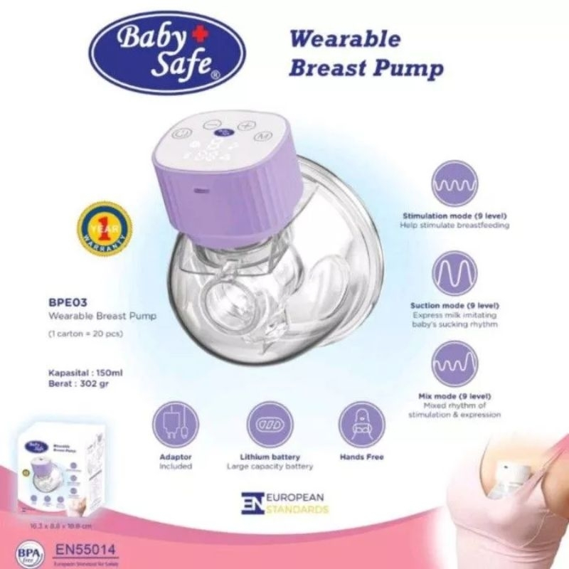 Jual Baby Safe Wearable BreastPump Pompa Asi Handsfree BPE03 | Shopee ...