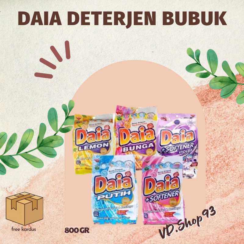 Jual DAIA DETERJEN BUBUK 800GR (TANPA PIRING) | Shopee Indonesia