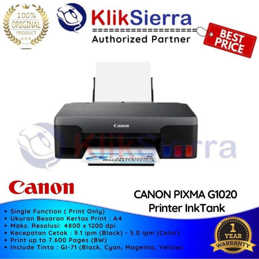 Jual CANON PIXMA G1020 Printer InkTank G-1020 Replace G1010 Tinta ...