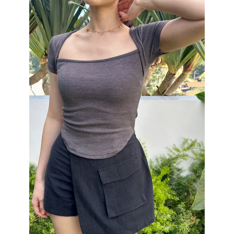 Jual Moa Top - Square Neck Top / Top Rib Knit / Top Square Neck Polos ...