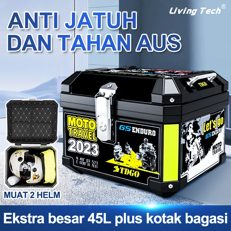 Jual Sepeda Motor Top Box Bagasi 45L Top Box Sepeda Motor Tugas Berat Universal Aksesoris Motor ...